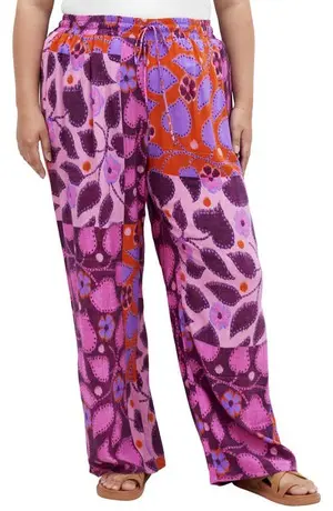 City Chic Printed Wide Leg Pants - Abstract