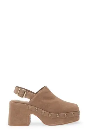 CHOCOLAT BLU Slingback Platform Clogs - Toffee Suede