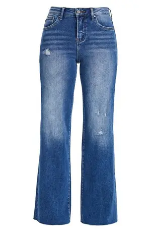 BAYEAS High-waist Wide-leg Jeans With Raw Hem - Azure