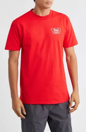 Brixton Linwood Cotton Logo Graphic T-shirt - Fuji Red/white