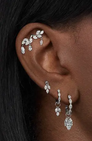 MARIA TASH Diamond Marquise Single Hoop Earring