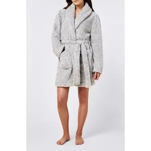 PAPINELLE Plush Short Robe - Light Grey