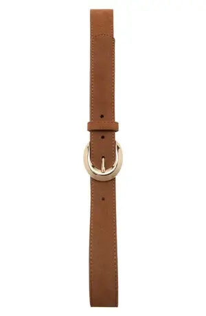 Mango Oval Buckle Suede Belt - Brown