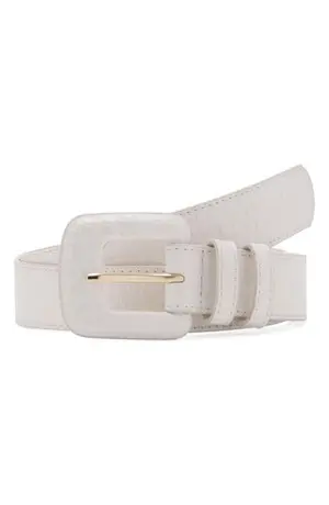 Mango Crocodile Print Faux Leather Belt - Ecru