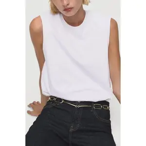 Mango Cotton Bubble Hem Crop Top - Off White