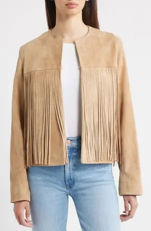 Fleurette Suede Fringe Jacket