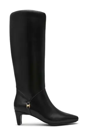 Anne Klein Knee High Boots - Black Smooth