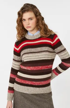 Max Mara Ilde Stripe Virgin Wool Crewneck Sweater