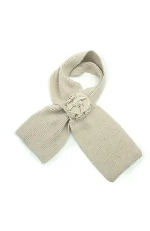 Portolano Cashmere Loop Scarf With Flower - Oatmeal