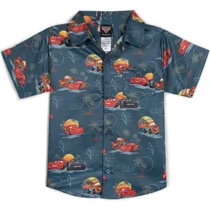 Disney Short Sleeve Button Down Shirt - Cars Blue