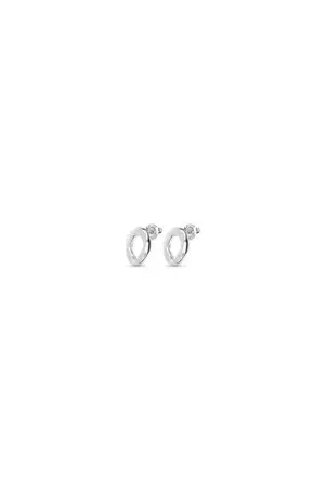UNODE50 Sculpted Link Hoop Earrings - Silver