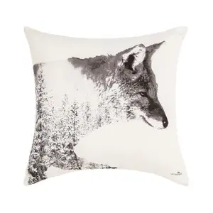 C&F HOME Fox Forest Indoor/outdoor Grayscale Accent Throw Pillow 18" X 18 - Beige