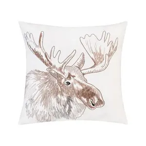 C&F HOME Moose Portrait Indoor/outdoor Embroidered Accent Throw Pillow 18" X 18 - Brown