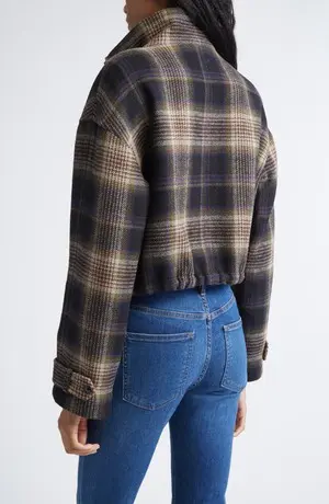 Veronica Beard Plaid Wool-blend Jacket - Black/taupe Multi