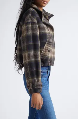 Veronica Beard Plaid Wool-blend Jacket - Black/taupe Multi