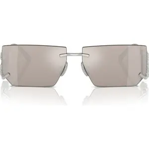 Dolce & Gabbana 60mm Rectangular Sunglasses - Silver/clear Mirror Platinum