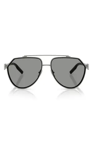 Dolce & Gabbana Oversized Pilot Sunglasses - Gunmetal/grey
