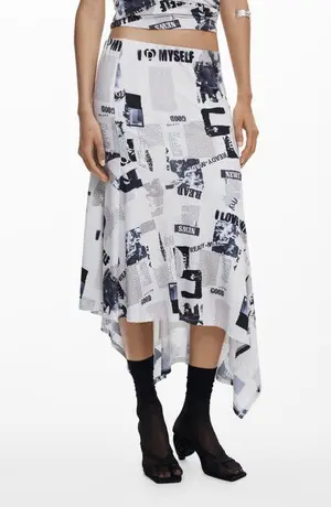 Desigual Printed Handkerchief Hem Skirt