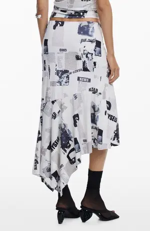 Desigual Printed Handkerchief Hem Skirt