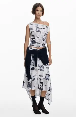 Desigual Printed Handkerchief Hem Skirt