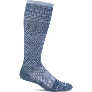 SOCKWELL Diamond Pattern Knee High Compression Socks - Denim
