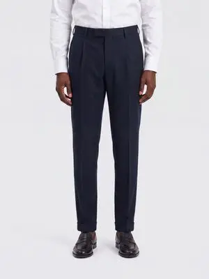 PT TORINO Pt Torino Slim Fit Pleated Wool Blend Tailored Trousers Blue