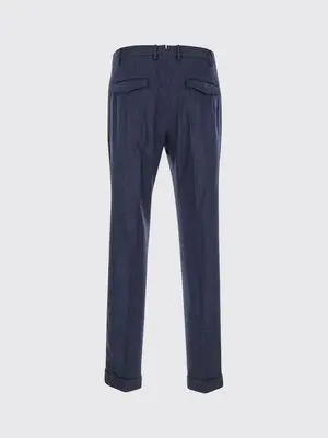 PT TORINO Slim Fit Pleated Wool Blend Tailored Trousers - Navy