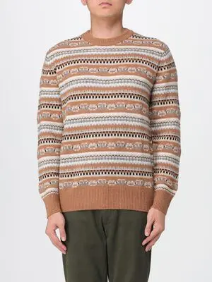BALLANTYNE Patterned Crew Neck Sweater - Camel