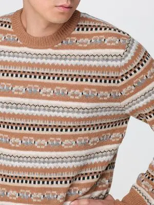 BALLANTYNE Patterned Crew Neck Sweater - Camel
