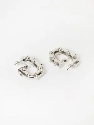 Rabanne Embellished Hoop Earrings - Silver