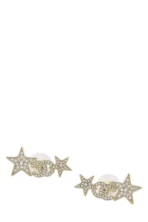 Chanel Crystal Star Earrings - Gold