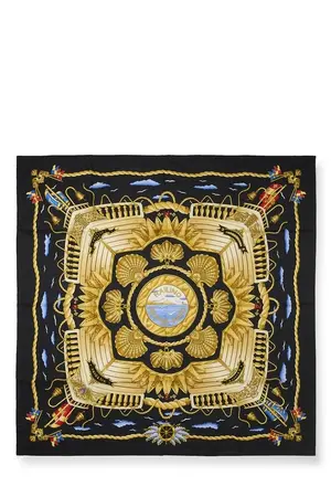 Hermès Multicolor 'railing' Silk Scarf 90 - Black