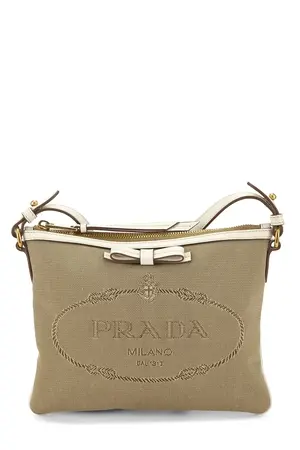 Prada Logo Jacquard Messenger Bag - Beige
