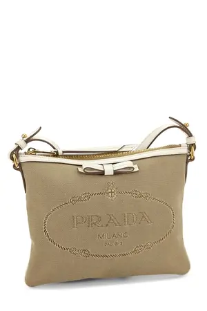 Prada Logo Jacquard Messenger Bag - Beige