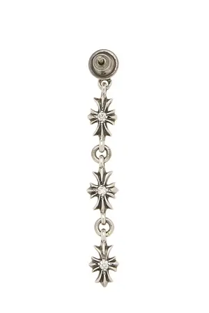 Chrome Hearts Sterling Diamond Cross Dangle Earrings