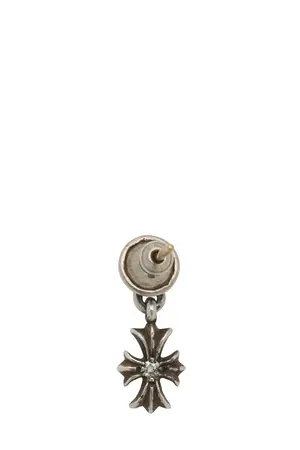 Chrome Hearts Sterling Diamond Cross Drop Earrings