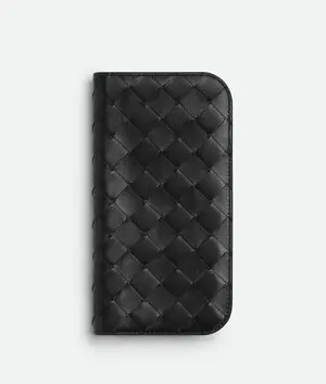BOTTEGA  VENETA Intrecciato Iphone 16 Pro Max Folio Case - Black