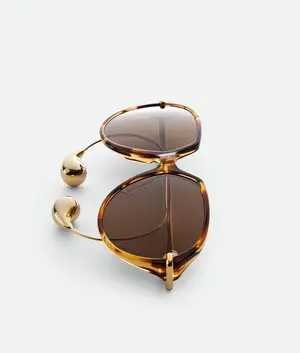 Bottega Veneta Squared Sunglasses - Havana/brown