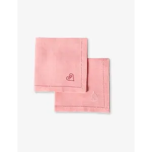 LAETITIA ROUGET All Night Long Set Of Two Linen Napkins - Pink