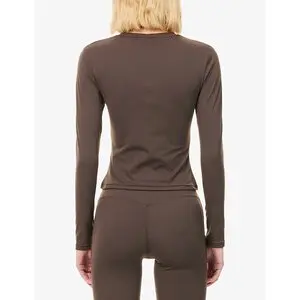 THE COUTURE CLUB Sculpting Tech-jersey Long-sleeve Top - Chocolate