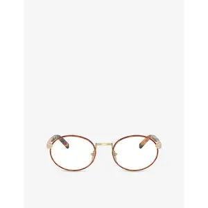 Prada B55v Oval-frame Metal Optical Glasses - Brown