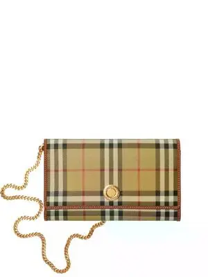 Burberry Check Wallet On Chain - Neutrals