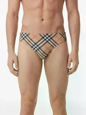 Burberry Check-print Swimming Trunks - Neutrals