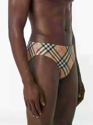 Burberry Check-print Swimming Trunks - Neutrals