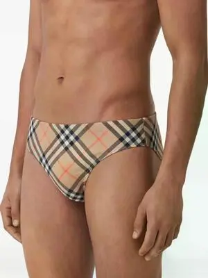 Burberry Check-print Swimming Trunks - Neutrals