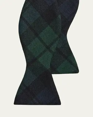 Ralph Lauren Cashmere And Silk Tartan Bow Tie Navy/green