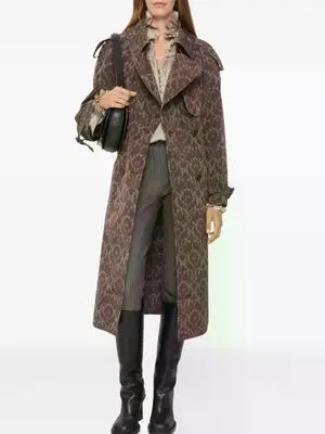 Burberry Baroque-print Belted Trench Coat