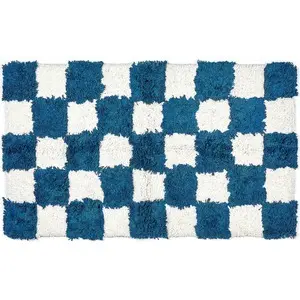 MACKENZIE-CHILDS Checkerboard Navy Bath Rug - Blue