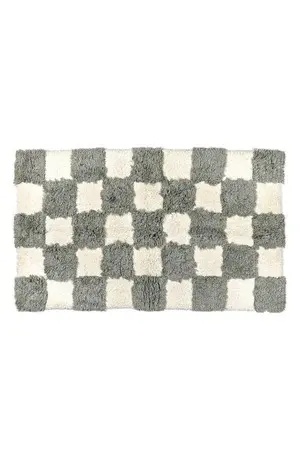 MACKENZIE-CHILDS Checkerboard Bath Rug - Grey