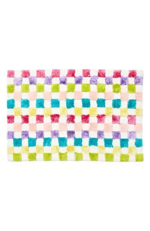 MACKENZIE-CHILDS Rainbow Micro Check Cotton Blend Bath Rug - Pink
